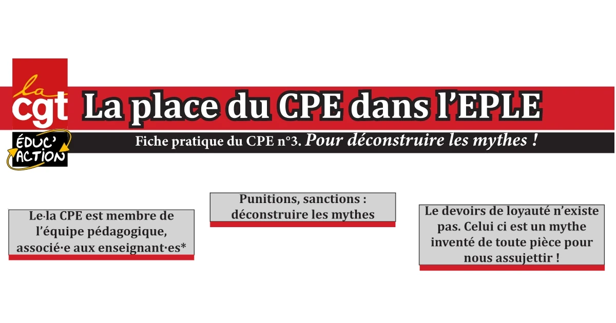 La place du CPE dans l'établissement | CGT Éduc'action Versailles